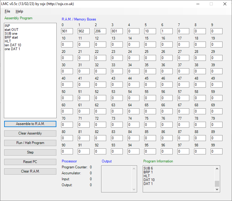 Little Man Computer : Computer Simulator - Windows Application